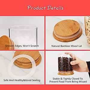 9pcs Glass Jars with Airtight Bamboo Lids,17 oz 500ml Wide Mouth Clear Glass Food Storage Containers,Glass Kitchen Canisters with Labels for Coffee Bean,Candy,Tea,Spices,Nuts and More Dry Goods
