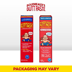 Boudreaux's Butt Paste Maximum Strength Diaper Rash Ointment, 4 Ounce , (Pack of 3)