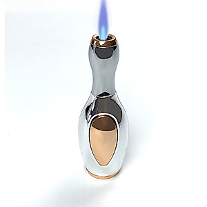 Jet Torch Lighter, Solar Beam Torch, Turbine Torcher, Windproof Adjustable Refillable Cool Lighter for Candle Camping BBQ Kitchen, Mens Gifts (Without Gas) (Silver)