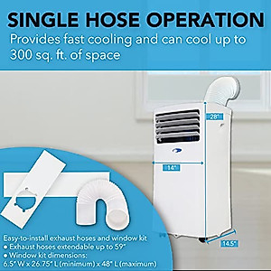 Whynter ARC-102CS Compact Size 10,000 BTU (7,000 BTU SACC) Portable Air Conditioner, Dehumidifier, and Fan with Activated Carbon and SilverShield Filters, for Rooms up to 300 sq ft in White