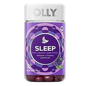 OLLY Restful Sleep Gummy Supplement with Melatonin & L-theanine Chamomile, BlackBerry Zen, (55 Day Supply) Supports A Healthy Sleep Cycle* Packaging May Vary (110 Gummies)