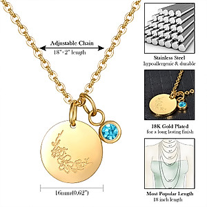 CERSLIMO Birthday Gifts for Her Birth Flower Necklaces, 18K Gold Plated Dainty March Birth Month Floral Birthstone Coin Pendant Necklaces Cherry Blossom Wildflower Jewelry Gifts for Women