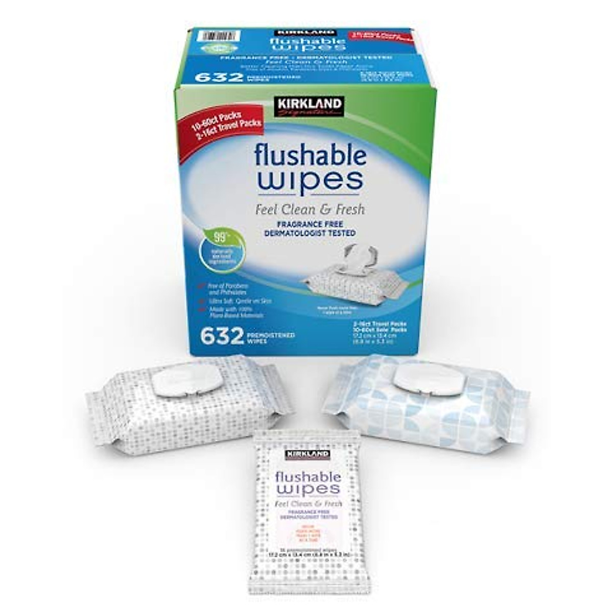 Flushable Wipe- Kirkland Signature Moist Flushable Wipes, 180 Wipes (Pack of 3)