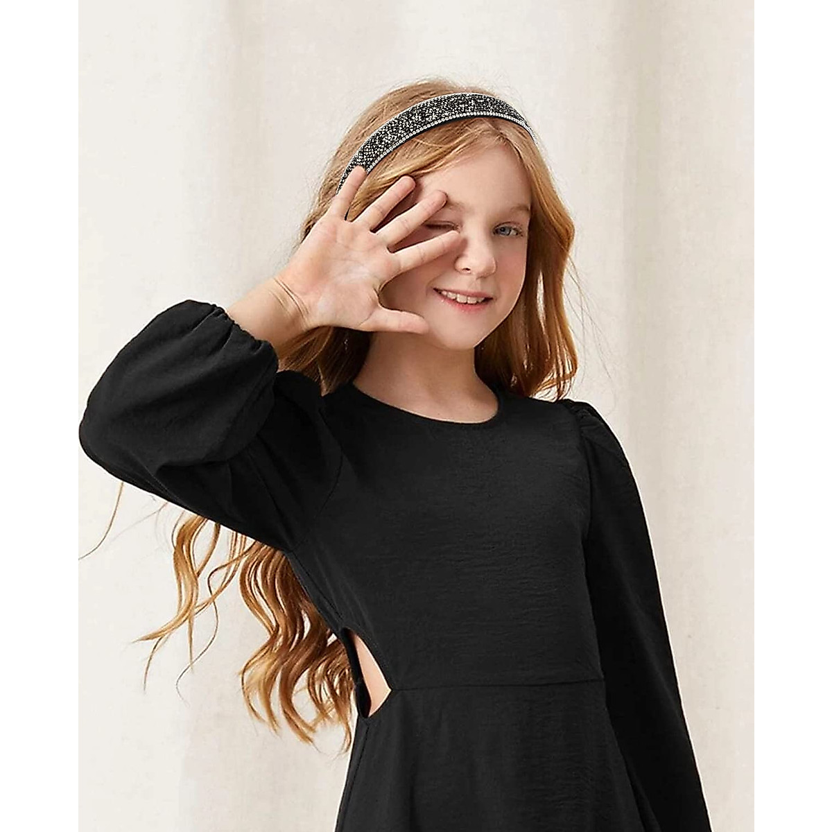 Wecoe 2 Pack Rhinestone Headbands Women Black Silver Headband Wide Headbands For Women Non Slip Fashion Bling Sparkly Diamond Holiday Headband Birthday Wedding Bridal Hair Accessories For Women Girls