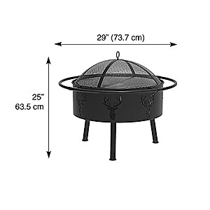 Blue Sky Outdoor Living WBFB29-MD 29” Round Barrel Wood Fire Pit with Steel Ring