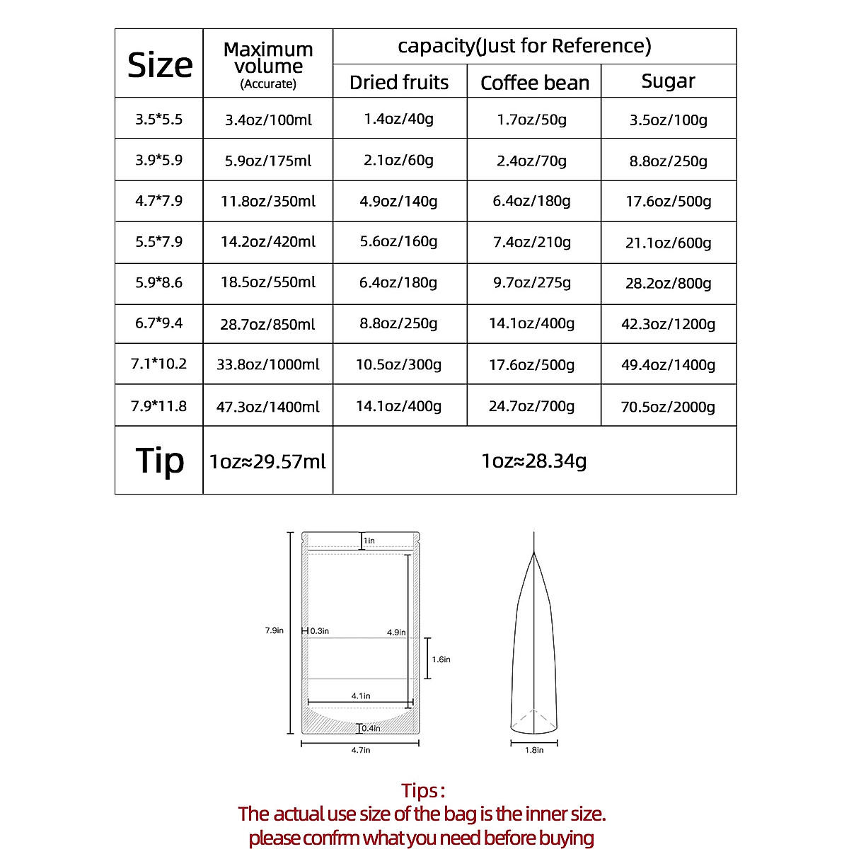 FireKylin 100 Pcs Resealable Bags,4.7" x 7.9" Stand Up White Kraft Paper Bags with Matte Window, Zip Lock Food Storage Bags for Packaging Products, Reusable, Sealable