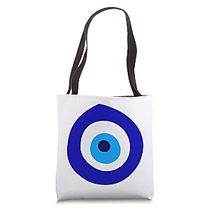 Navy Blue and Aqua Nazar Evil Eye Lucky Charm Symbol Gift Tote Bag