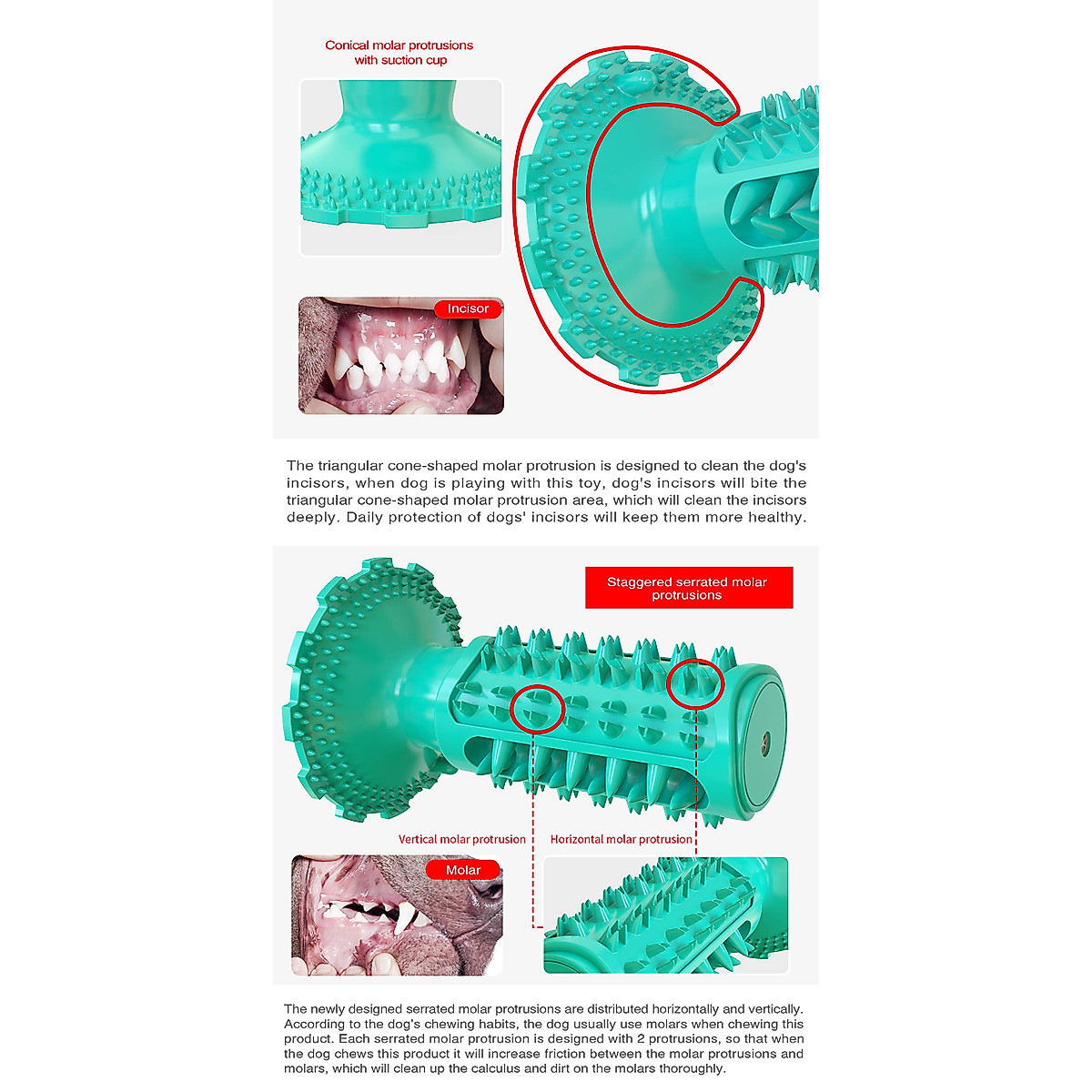 Dog Toothbrush Chew Toy Puppy Toys Teeth Cleaning Stick Natural Rubber Dental Care Toothbrush, Dog Toys （for Medium and Large Dogs）