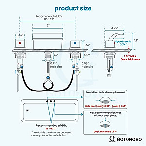 gotonovo Matte Black Bathroom Waterfall Tub Faucet Deck Mount Roman Tub Filler 3 Hole Bathtub Faucet with Square Knob Handle Bathtub Spout Brass Valve Stainless Steel Water Supply Lines High Flow