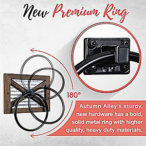 Autumn Alley Farmhouse Decor Hand Towel Ring for Bathroom - Rustic Hand Towel Holder - Rustic Towel Rack Ring Holder, Wall Mounted, Bathroom Decor Towels Mix of Wood, Galvanized Metal & Black Ring