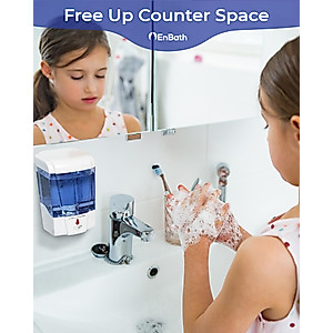 Automatic Wall Mounted Soap Dispenser for Bathroom (2-Pack White), Commercial Hand Soap Dispenser Wall Mount, Touchless Hand Sanitizer Dispenser, (Dispensador de Jabon de Bano Automatico) by EnBath