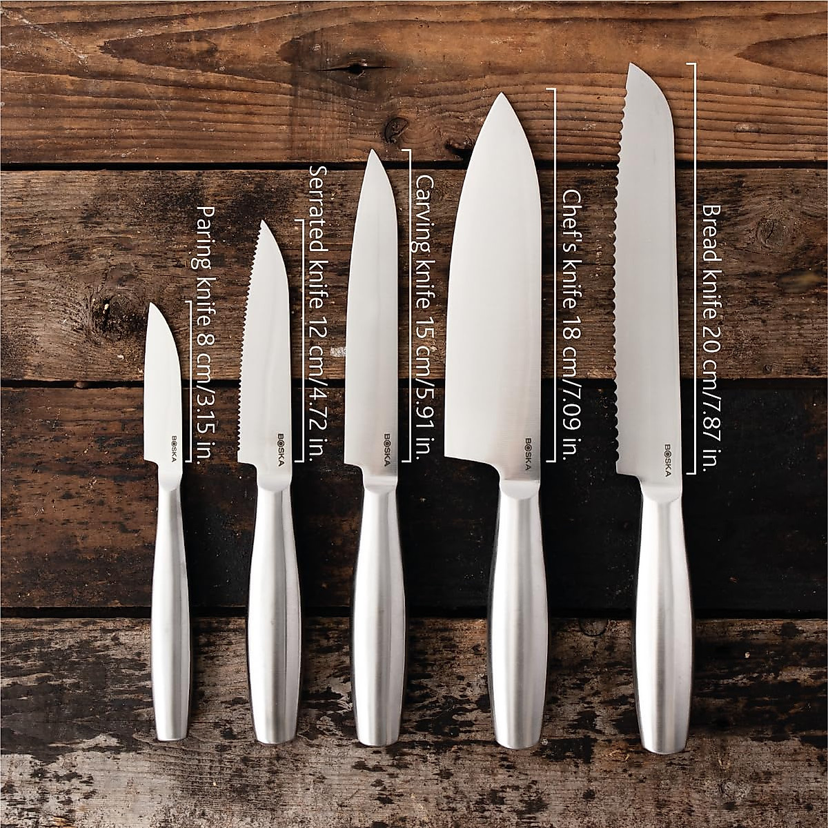 BOSKA Kitchen Knife Sets Copenhagen 5 Piece Kitchen Knives for Chopping, Slicing Knife for Meat Cutting and Dicing Gourmet Food