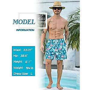 KBVOT Mens Swim Trunks with Compression Liner 7 inch Inseam 2 Pack Quick Dry Stretch Beach Shorts Bathing Suits Swimwear