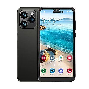 i14pro max Android 11 4G Unlocked Smartphone, Unlocked Phone 6GB RAM+64GB ROM, 6.1in HD Screen Cell Phone Gifts For Kids Seniors Backup Phone, 8MP+16MP Camera, Face Unlock, GPS 4000mah Battery(Black)