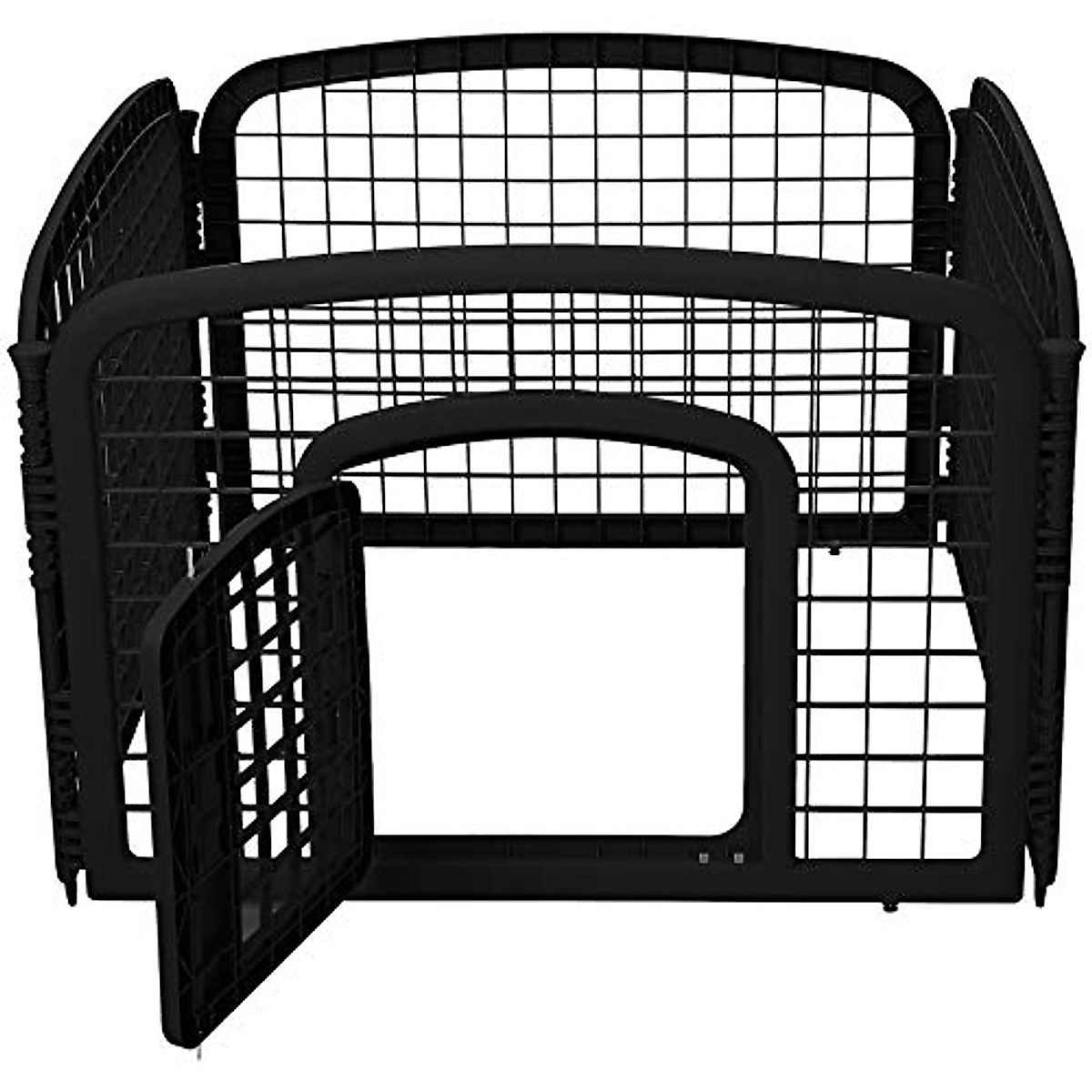 Amazon Basics 4-Panel Plastic Pet Pen Fence Enclosure With Gate - 35 x 35 x 24 Inches, Black