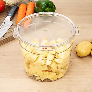 Restaurantware-LIDS ONLY: Met Lux Food Storage Container Lids, 10 Round Marinating Container Lids - Containers Sold Separately, With Date Indicator, Clear Plastic Lids, Dishwashable, Freezable