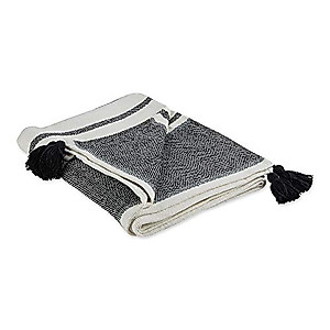 DII New Traditional, 2-Tone Chevron Stripe Throw, 50x60, Black
