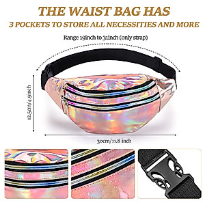 Epakh Hip Hop Woman Costume Kit Including Fanny Packs Transparent Sunglasses Faux Gold Rope Chain and Round Hoop Earrings (Rose Gold)