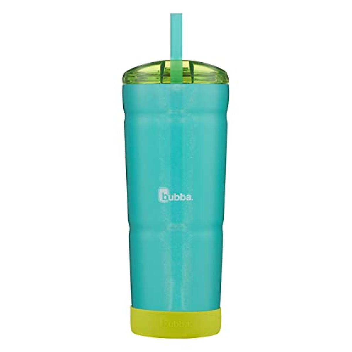 Bubba Envy S Vacuum-Insulated Stainless Steel Tumbler with Lid, Straw, and Removable Bumper, 24oz Reusable Iced Coffee or Water Cup, BPA-Free Travel Tumbler, Island Teal Iridescent