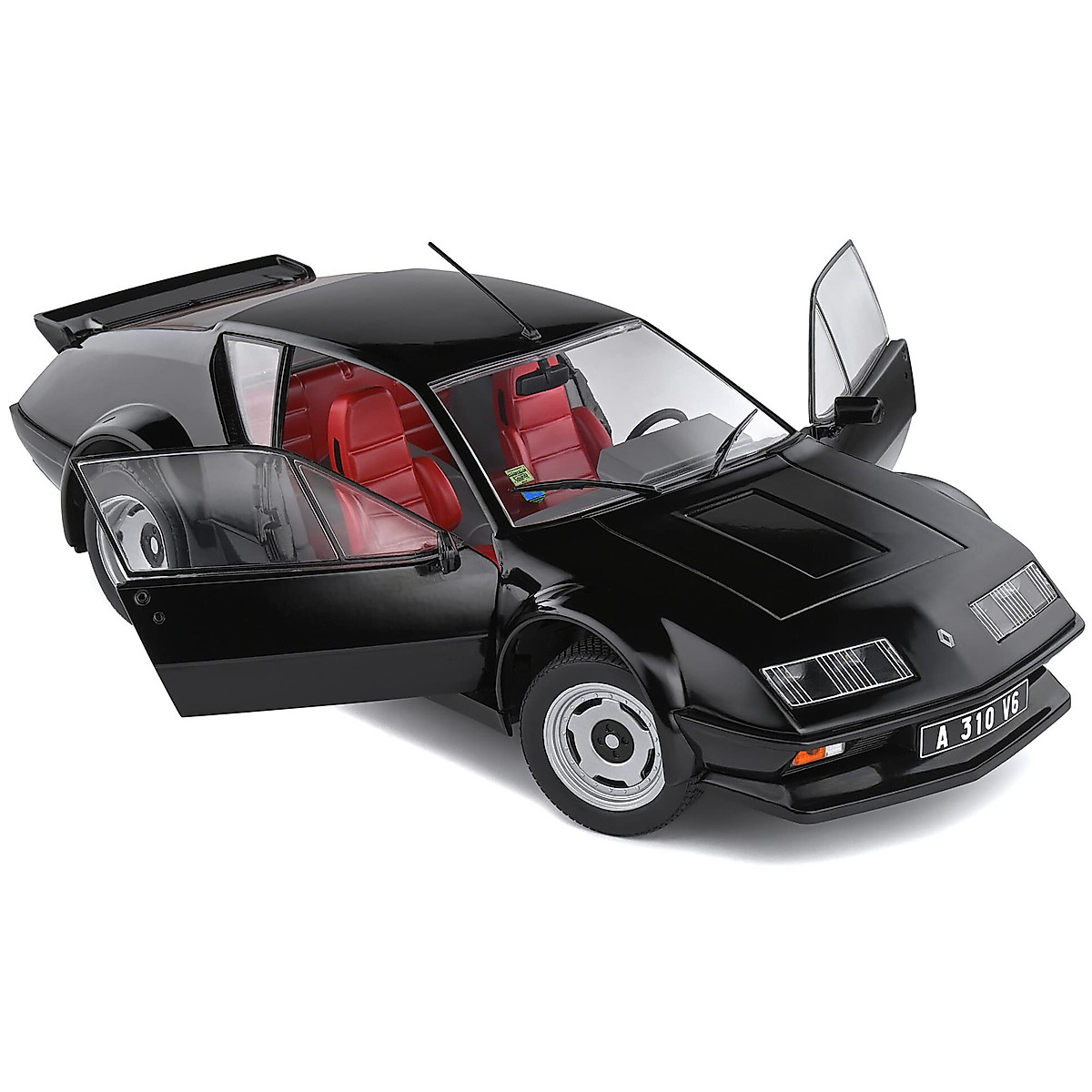 1983 Alpine A310 Pack GT Noir Irise Black with Red Interior 1/18 Diecast Model Car by Solido S1801205
