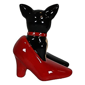 Set Of 1 Dogs In Red And Black Pump Heel Shoes Salt And Pepper Shakers