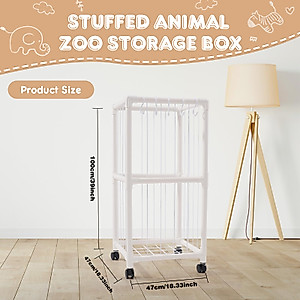Joonly Stuffed Animal Storage, Stuffed Animal Zoo Storage Box with 360° Brake Wheels Toy Storage Holder, Plush Toys Storage Organizer for Kids Playroom, Bedroom, Nursery