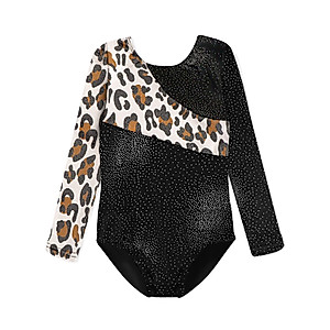 DAXIANG Gymnastics Leotards for Girls, Long Sleeve Leotard for Girls Gymnastics Outfit Black Shorts Dance Unitard Biketards