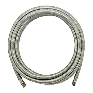 Ice Maker Hose 25 FT, Stainless Steel Braided Refrigerator Ice Maker Connector Water Supply Line with 1/4" Comp by 1/4" Comp Connection