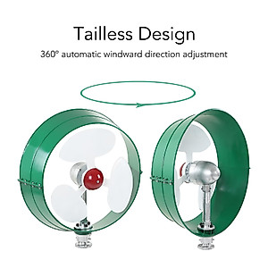 Wind Generator, 360 Degree Automatic Adjustment, 300W High Efficiency Tailless Wind Generator for Cabin (12V)