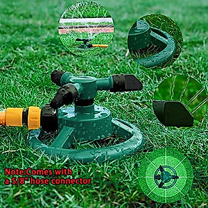 FCZMO Sprinklers for Yard, 360Rotating Lawn Sprinkler, Sprinklers for Yard Large Area, Lawn Sprinklers, Powerful and Even Watering for