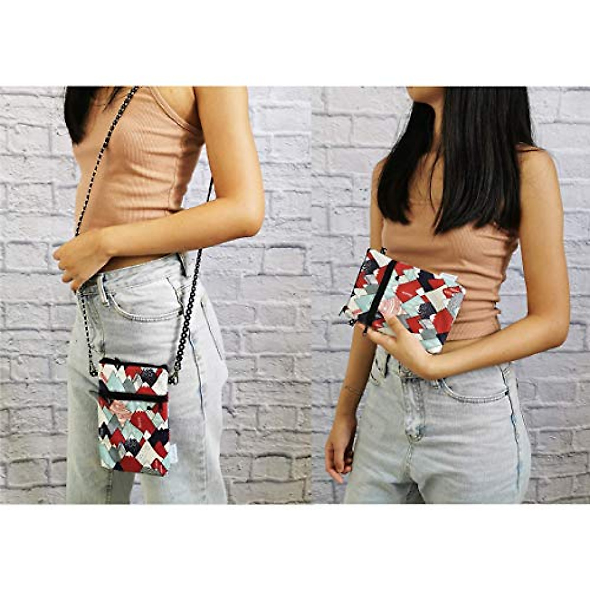 Tainada Women Crossbody Shoulder Travel Zippered Wallet Purse Clutch Phone Bag w/Detachable Strap (Mountain Pattern 3)