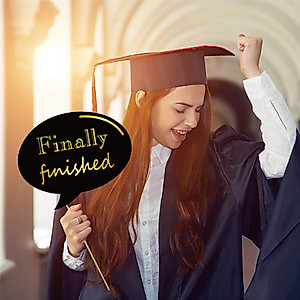 2024 Graduation Selfie Photo Booth Frame Black and Gold with 18Pcs Graduation Photo Booth Props, Upgraded Version with Support Cardboard, 2024 Grad Party Pose Sign