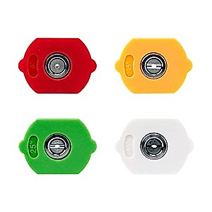 MTM Hydro Pressure Washer Nozzle Set, High Pressure Power Washer Spray Nozzle Tips, 5000 PSI 1/4” Quick Connect Fittings, 0, 15, 25, 40 Degree for Pressure Washing, Guns, Wands, and Lances