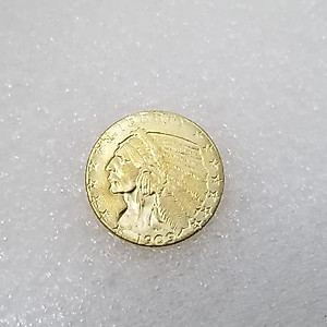 Kocreat Copy 1909-P Indian Head Eagle Five Dollars Gold Coin-USA Souvenir Coin Lucky Coin Morgan Dollar Replica Collection