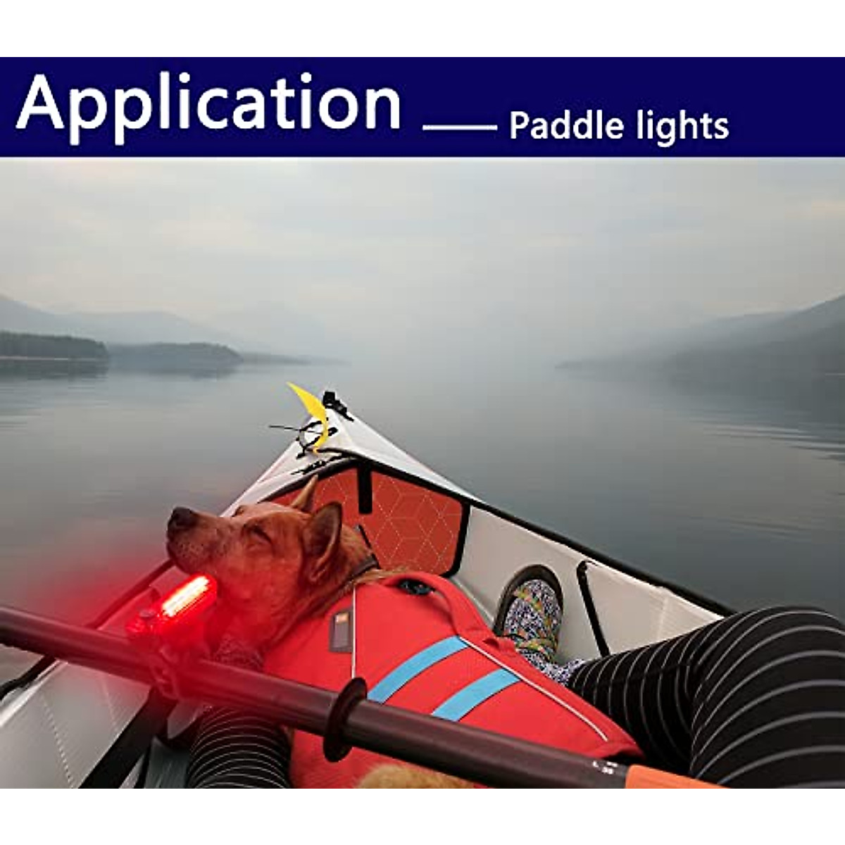 Amzonly LED Navigation Lights Kit for Boat Kayak, Stern Lights Battery operated, 4Pack Rechargeable LED Lights for Night Kayaking, Bike Tail Light, 4 Light Mode Options, 2pcs Safety Whistle included