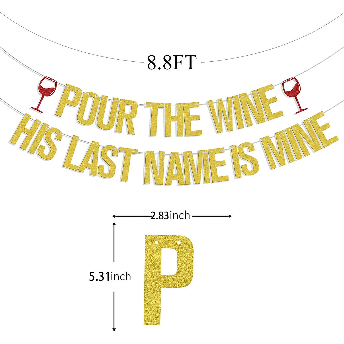 Pour The Wine His Last Name is Mine Banner,Wine Bachelorette Bridal Party Decor,Soon to Be Mr & Mrs Party Banner,Bachelorette Bridal Shower Wedding Engagement Party Decor Supplies Gold Red