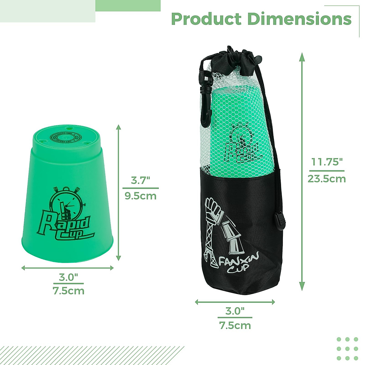 yeesport Sport Stacking Cups, 24pcs Sports Stacking Cups Speed Training Game for Challenge Competition Travel Party Gift for Kids and Adults (Blue+Green)