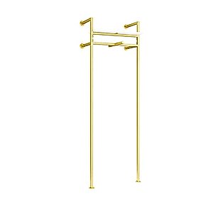 FURVOKIA Creative Wall Mounted 1 Tier Clothes Display Rack,Clothing Retail Store Floor-Standing Garment Rack,Organization Clothing Metal Hanging Rod,Storage Shoes Bags Shelf (24" L, Gold B)