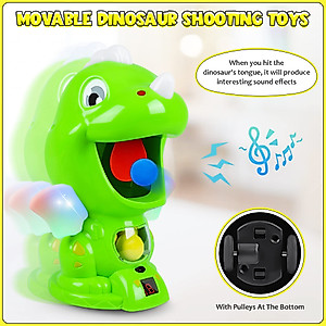 Movable Dinosaur Shooting Toy Guns for Kids with 2 Air Pump Guns Target Shooting Games and 46 Foam Balls,Party Toys with Score Record,Sound and LED,Gifts for Boys & Girls Toy Ages 4 5 6 7 8 Years Old