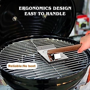 SIMPLETASTE Grill Brush and Scraper, Cherry Wooden Handle Wire Grill Brush for Grill Grate Cleaner Plus Stainless Steel Bristles Head for Replacement, Durable & Effective BBQ Tool [Upgraded]