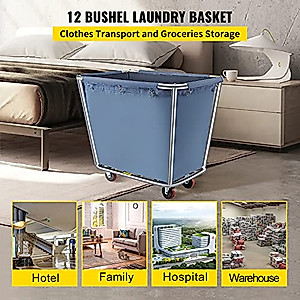 VEVOR Basket Truck, 12 Bushel Steel Canvas Laundry Basket, 3" Diameter Wheels Truck Cap Basket, Canvas Laundry Cart Usually Used to Transport Clothes, Store Sundries Suitable for Hotel, Home