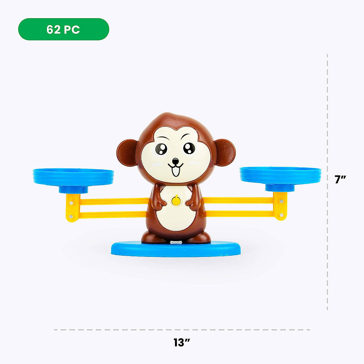 Boley Monkey Balance Math Game - 62 Piece Educational Math Games for Kids Ages 3 and Up - for The Home, Classroom, Preschool, Kindergarten, and Daycare