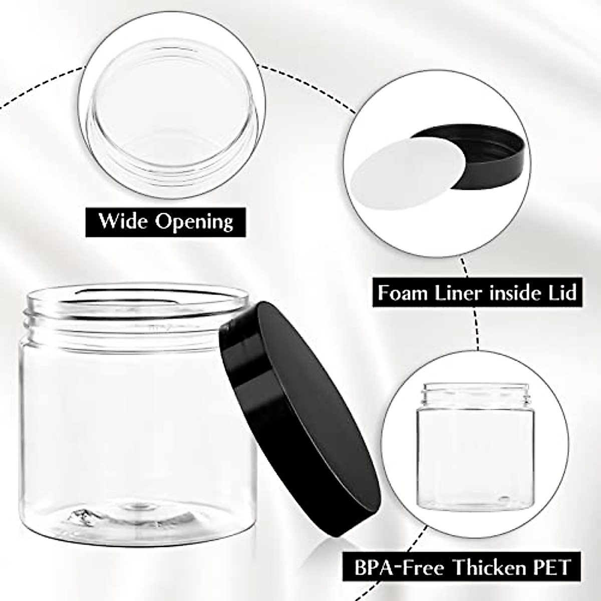 TUZAZO 4 Oz Plastic Container Jars with Lids and Labels BPA Free, Empty Round Clear Cosmetic Containers Plastic Slime Jars for Lotion, Cream, Ointments, Body Butter, Makeup, Travel Storage (12 Pack)