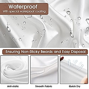 Beard Bib Apron for Men, Beard Trimming Catcher Bib, Birthday Gifts for Men Him Boyfriend, Waterproof Non-Stick Beard Catcher, 4 Suction Cups, One Size Fits All, Grooming Accessories(White)