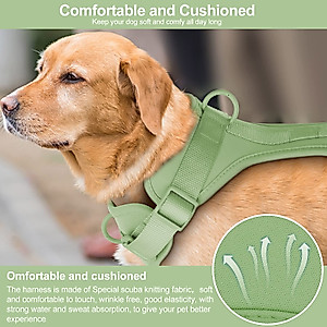 Wisedog No Pull Lightweight Dog Vest Harness with Soft and Comfortable Cushion, Breathable Mesh, for Small Medium Large Dogs Walking (S(Neck: 9.84"-14.17";Chest: 14.17"-22.05"), Sage Green)