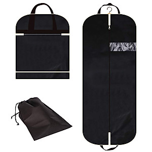 DIOMMELL 54" Garment Bag with Extra Large Pockets for Travel, Gusseted Suit Cover Mens Womens Foldable Hanging Bags for Clothes Shirts Dresses Coats