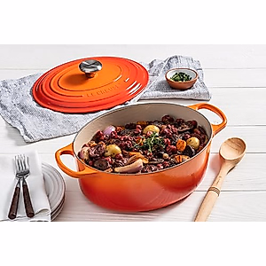 Le Creuset Enameled Cast Iron Signature Oval Dutch Oven, 6.75 qt., Flame