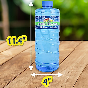 Sunny Days Entertainment Bubble Solution Refill with Wand 64oz Non Toxic (1/2 Gallon), Kids Easy Grip Bottle Refill for Bubble Machine, Bubble Wands, Bubble Toys