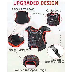 StarknightMT 2 Sets Kids ATV Riding Gear - Protective Shoulder Pad Chest Back Spine Protector with Quick Release Straps(Black+Red)