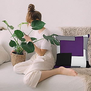 ChangQingArt Purple White Black Grey Geometry Throw Pillow Covers Shells for Couch Office Bedroom Home Decoration, 18"X18"
